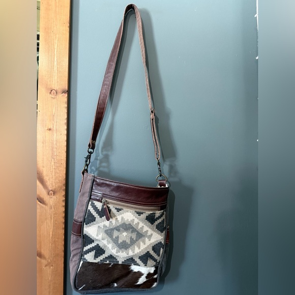 Myra Bag | Bags | Myra Bag Brown And Gray Crossbody With Geometric ...